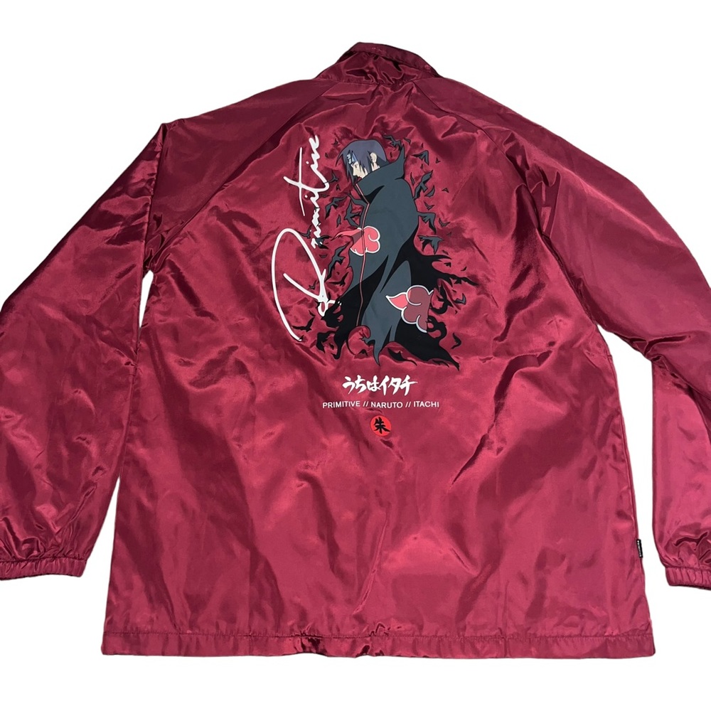 Primitive Naruto Itachi Crows Burgundy Coaches Jacket - Gem